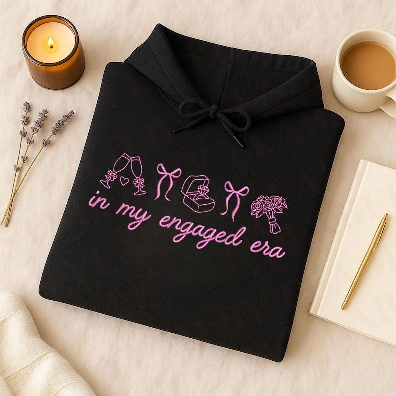 In My Engaged Era Machine Embroidery File, Coquette Bow Design (instant ...
