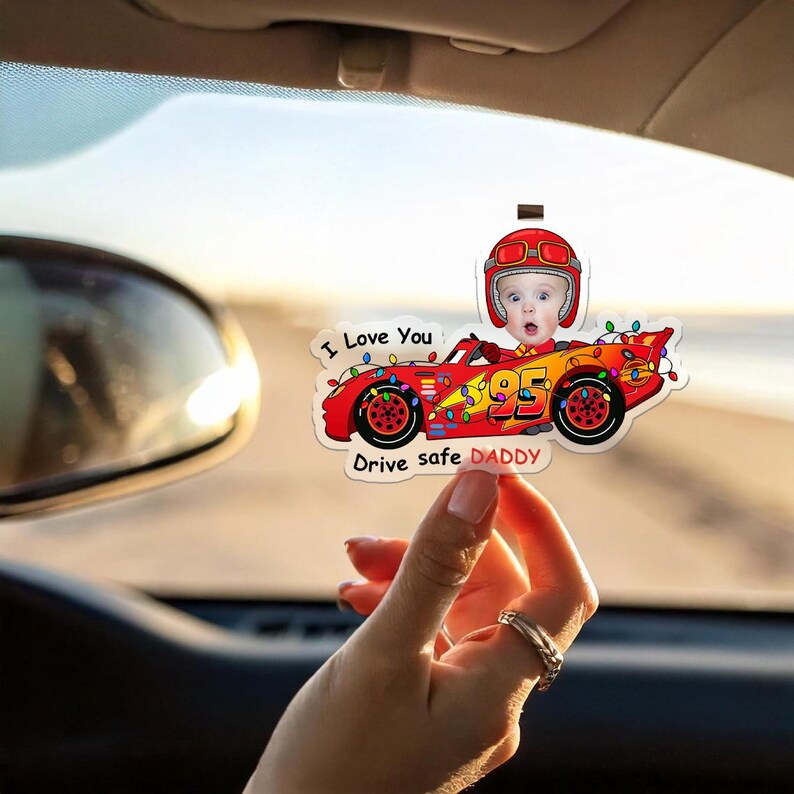 Drive Safe Daddy- Personalized Photo Acrylic Car Visor Clip, Custom ...