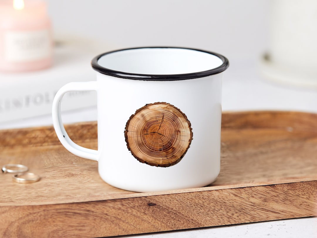 Tree Rings Enamel Camp Cup 12 Oz Nature-inspired Mug Detailed Tree ...