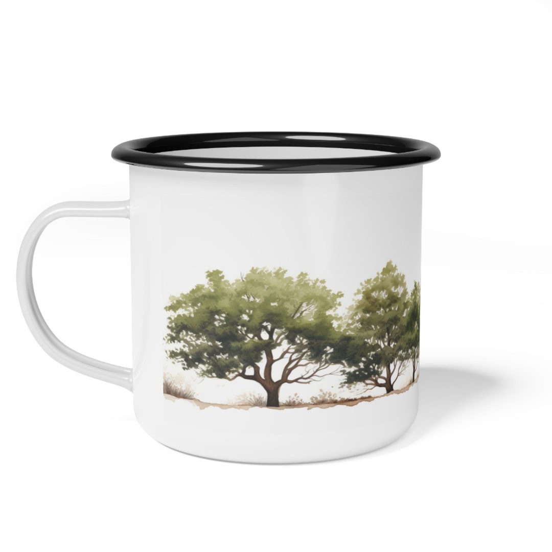 Oak Tree Enamel Mug | 12 Oz Rustic Forest Cup | Durable Outdoor ...