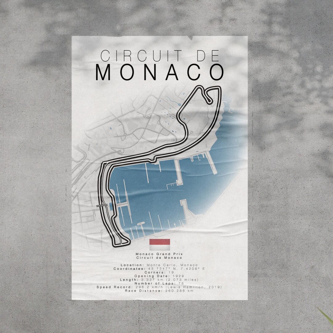 Monaco F1 Track Circuit Rolled Poster, Sports Decor, Racing Fan Gift ...