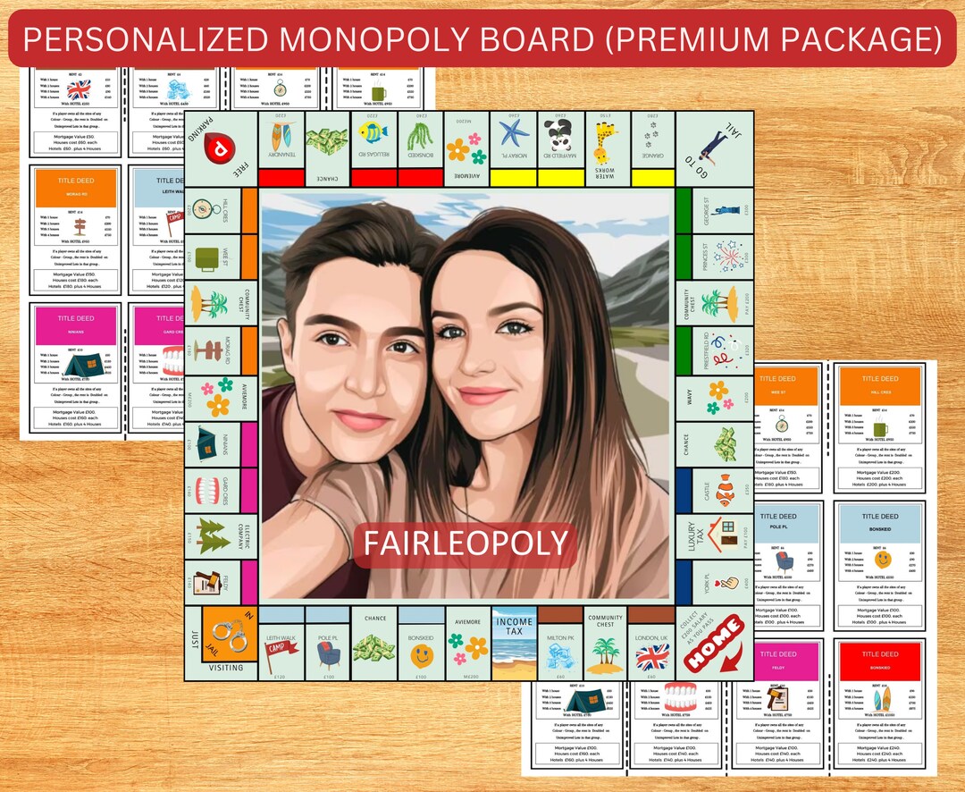 Personalized Monopoly Board Game Custom Monopoly Fully Customised Board ...