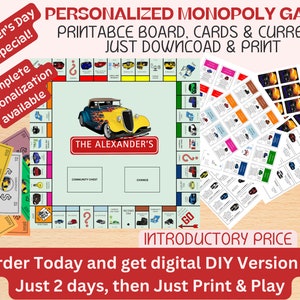 Personalized Monopoly Board for Dad's Car Lover Present Daddy Birthday ...