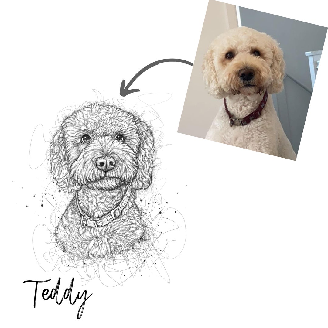 Sketch Style Pet Portrait | Scrabble Art | Pencil Drawing ...
