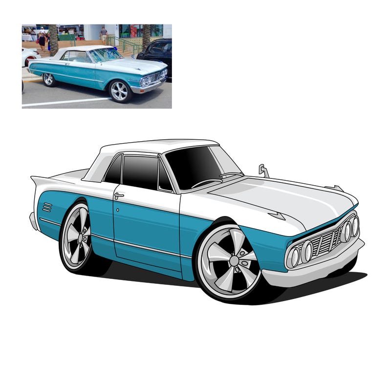 Funny Caricature Style Digital Car Illustration Custom Vehicle Cartoon ...