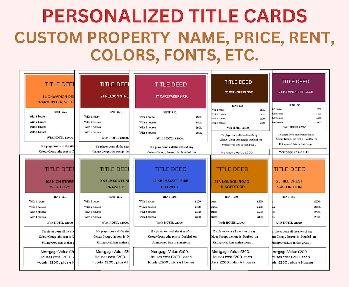 Personalized Monopoly Board Game Custom Monopoly Fully Customised Board ...