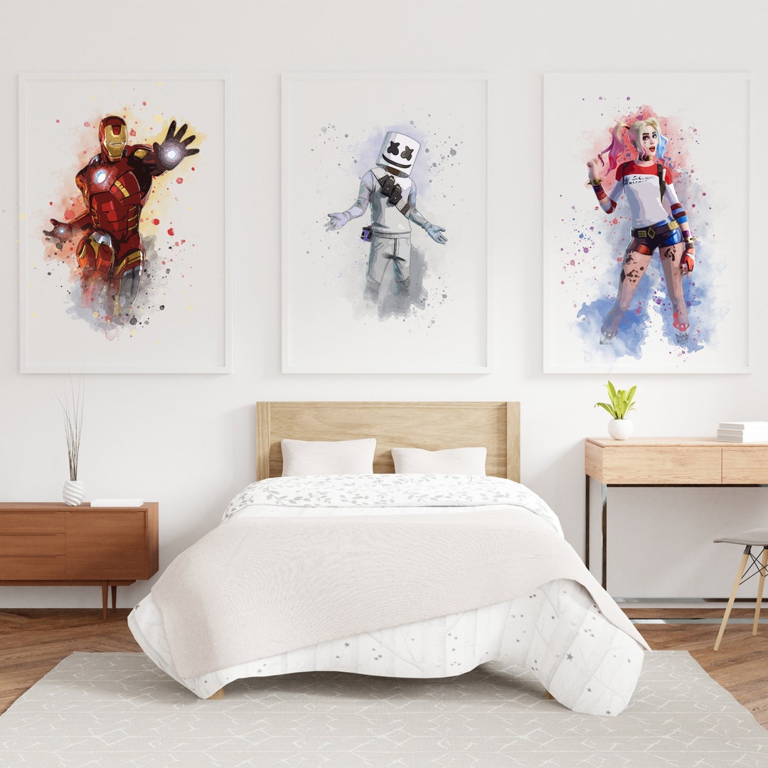 Gaming Characters Print Water Color Character Custom Wall Art ...