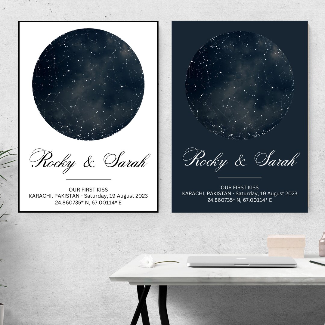 Custom Digital Star Map by Date, Personalized Star Map for Engagement ...