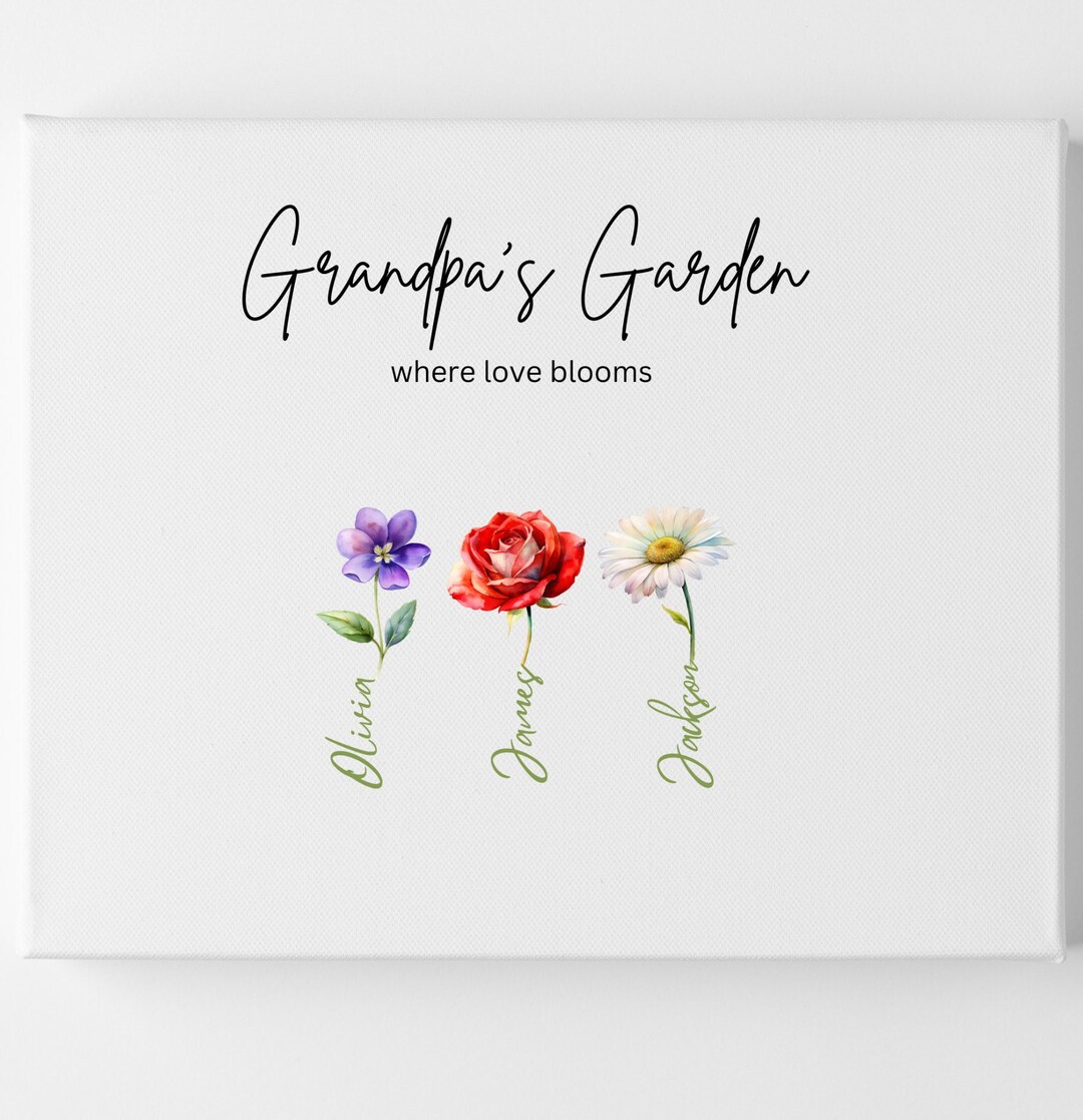 Personalized Birth Flower Names Poster Christmas Wall Decor Custom ...