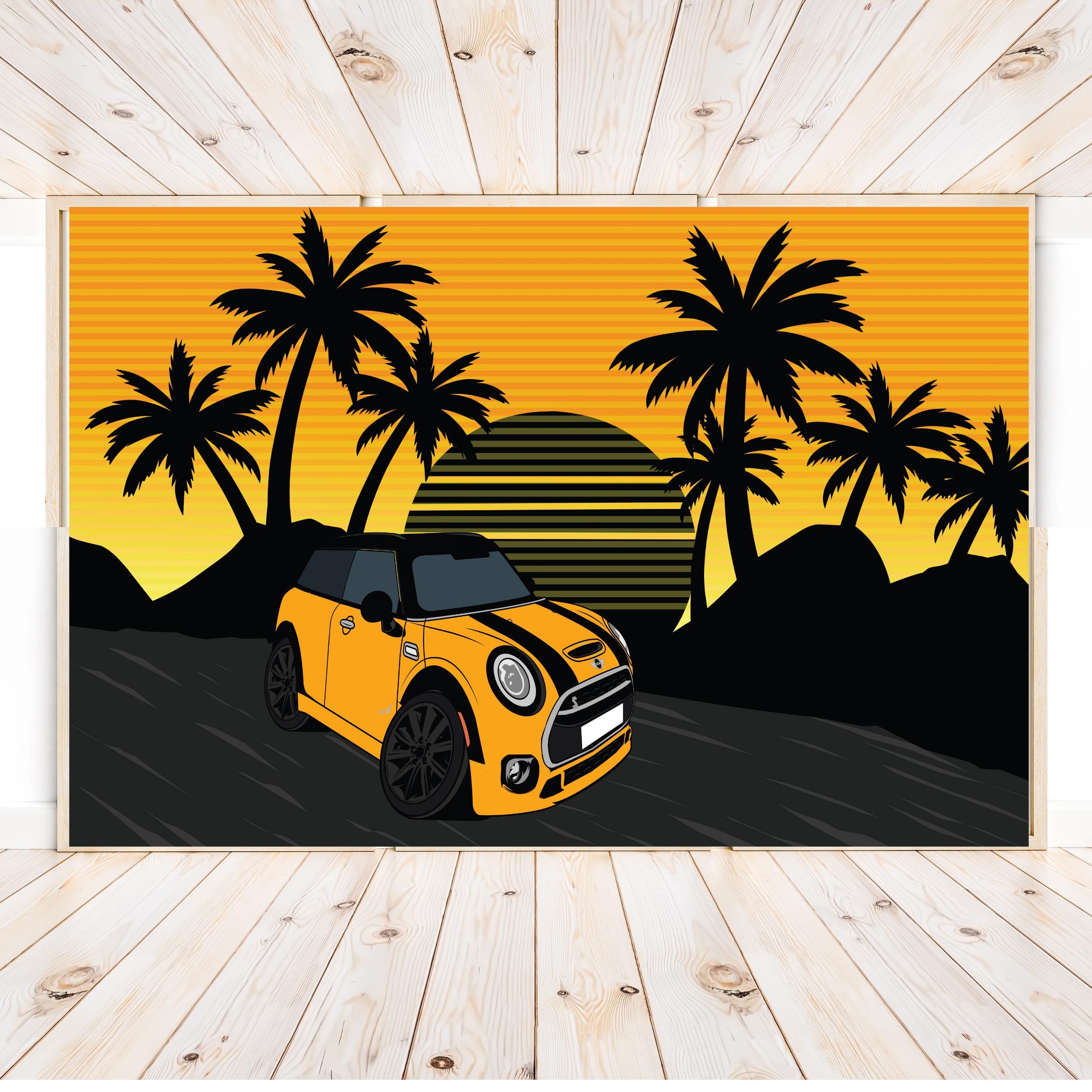 Custom Car Illustration With Background Drawing Automobile Cartoon From ...