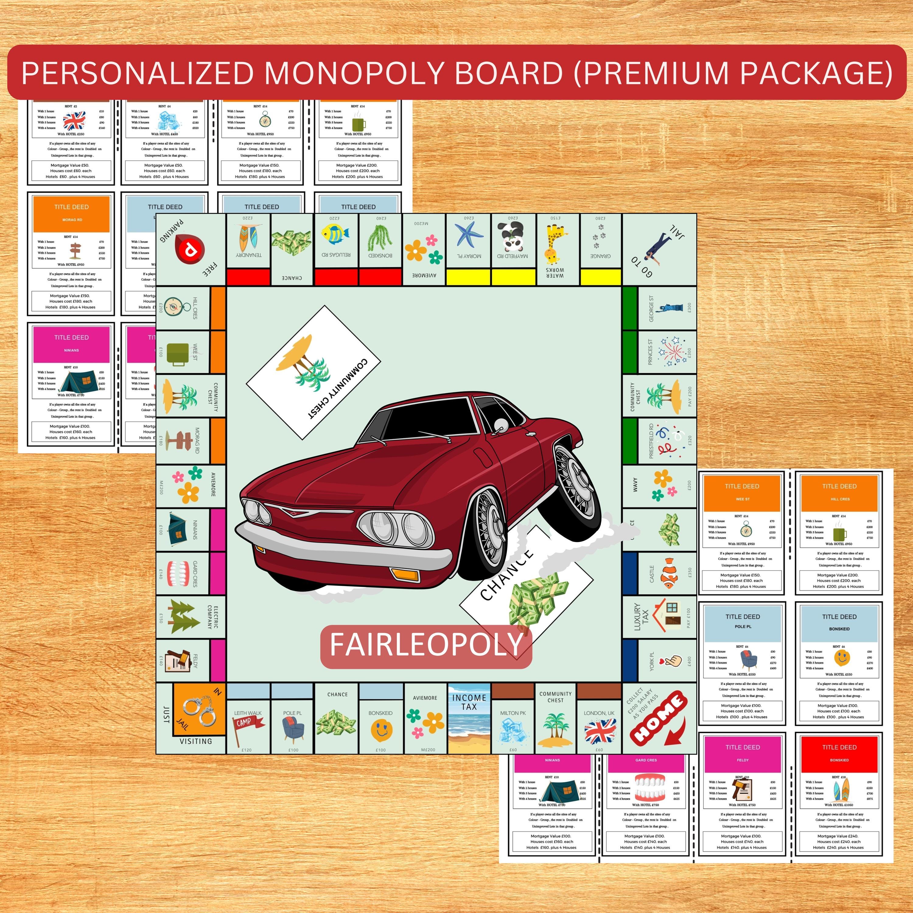 Personalized Monopoly Board - Custom Family Game Night Gift - Car ...