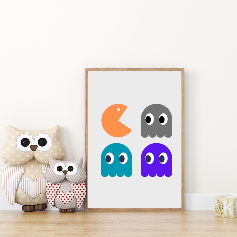 Pacman Game Print Retro Arcade Poster Gaming Artwork Addict Present for ...