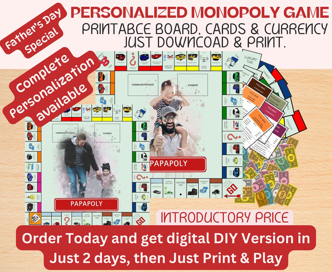 Personalized Monopoly Board for Dad Car's Lover Present Daddy Birthday ...