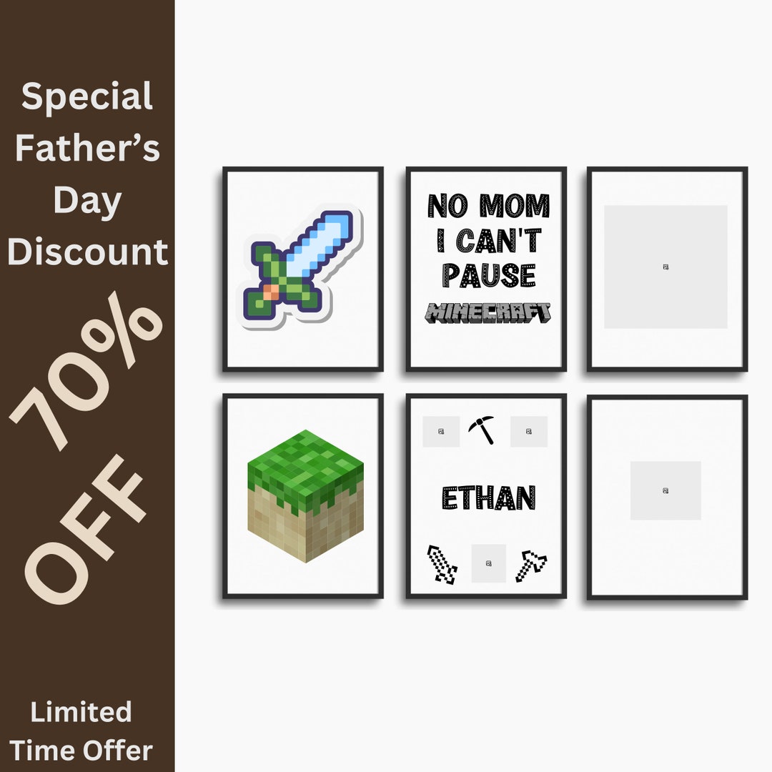 Anime Poster Set Minecraft Wall Art, Nursery Decor, Creeper, Enderman ...