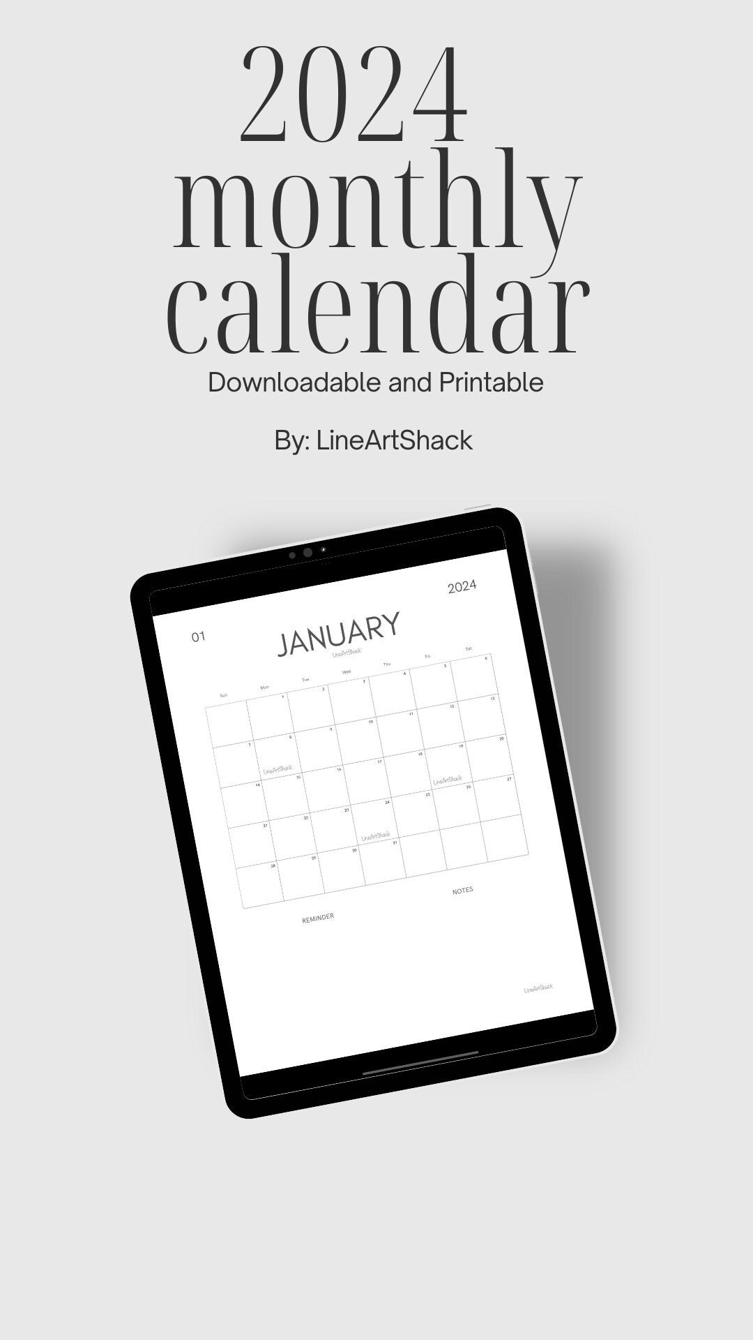 Editable and Printable 2024 12 Month Minimalist Calendar - Etsy