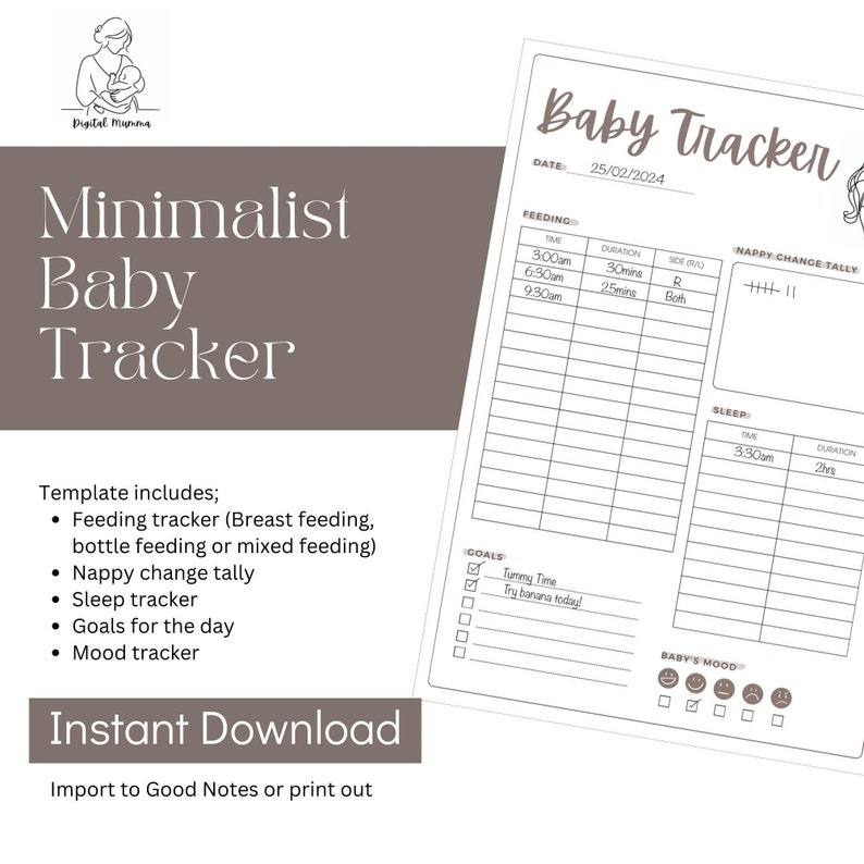 Minimalist Baby Tracker Printable Track Your Baby's Daily Activity - Etsy