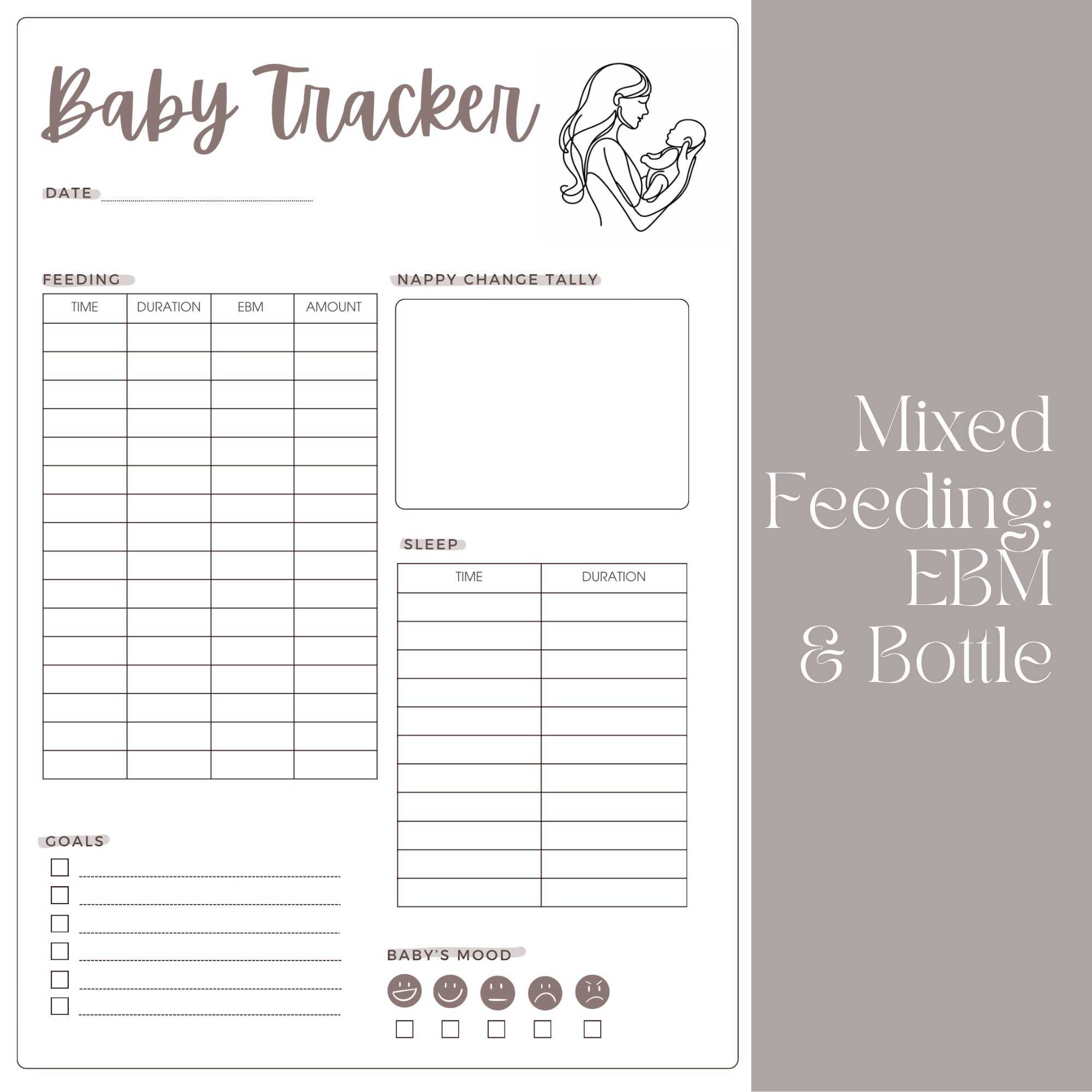 Minimalist Baby Tracker Printable Track Your Baby's Daily Activity - Etsy