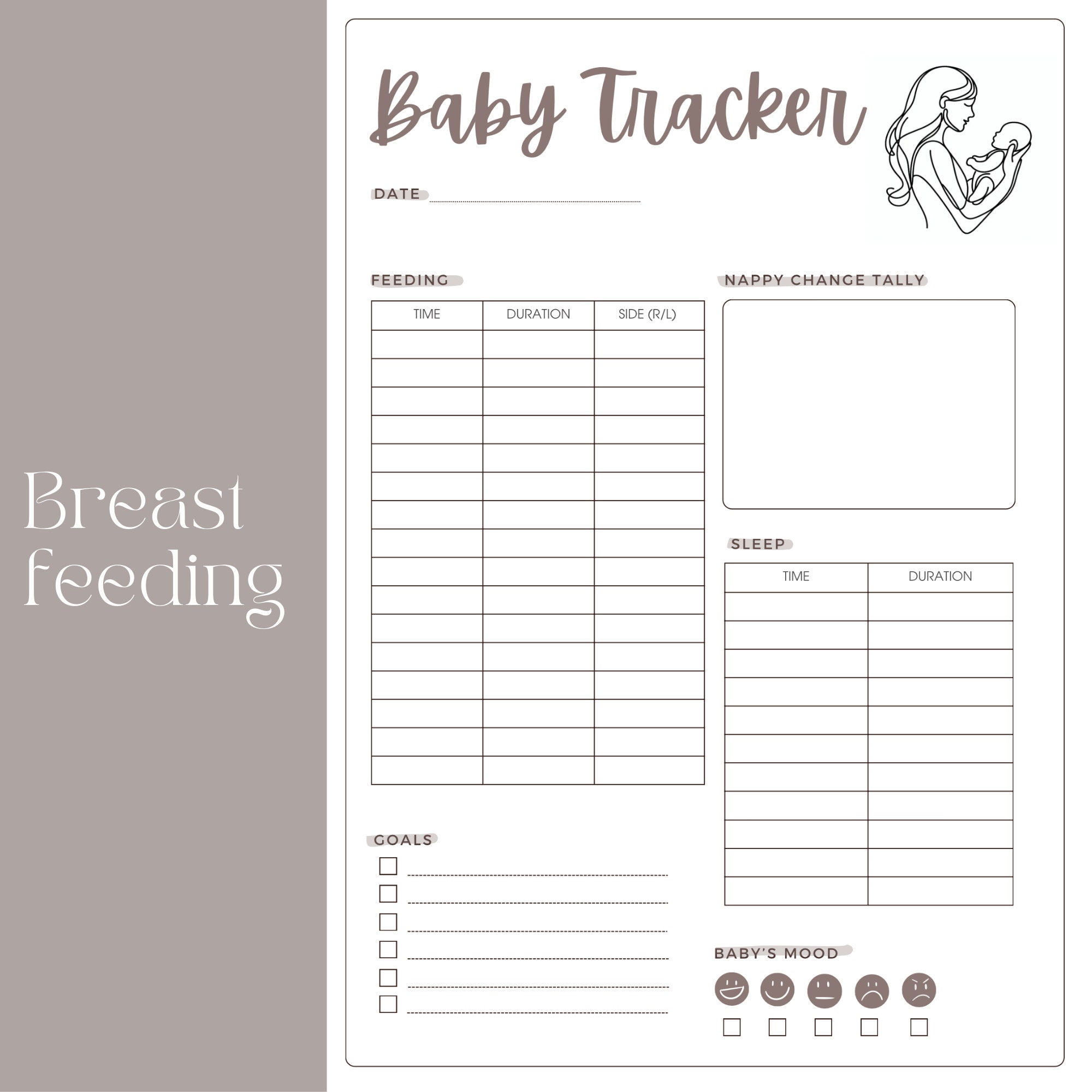 Minimalist Baby Tracker Printable Track Your Baby's Daily Activity - Etsy