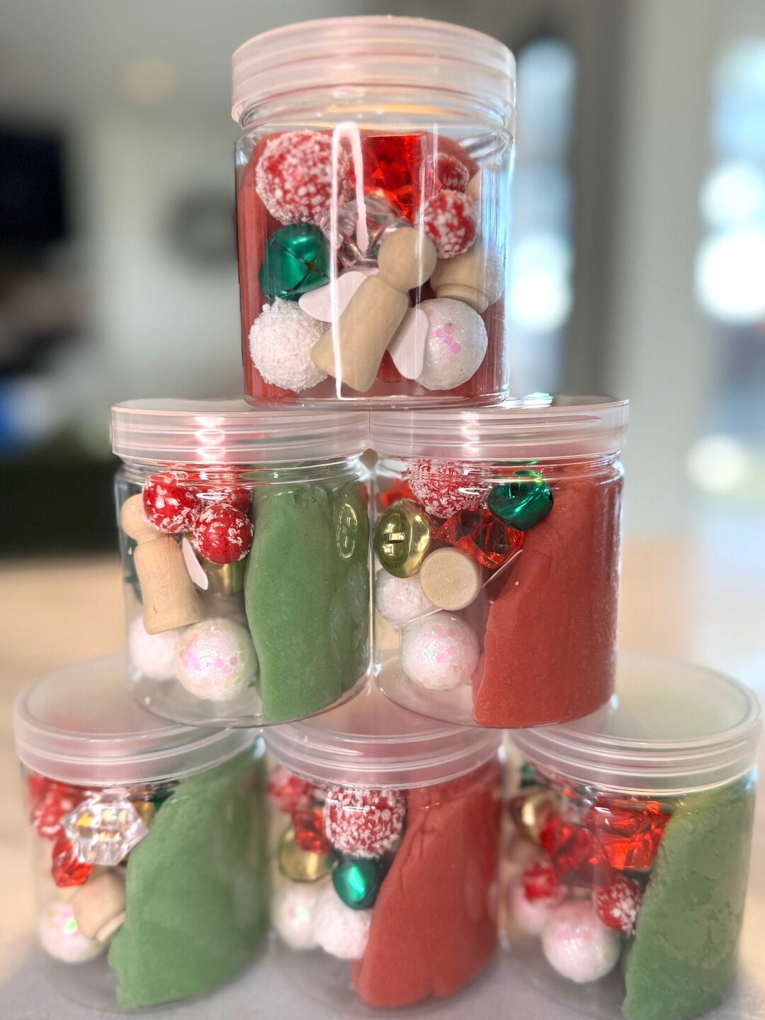 Christmas Playdough Jar, Party Favor, Class Gift, Kids Gift, To-go Play ...