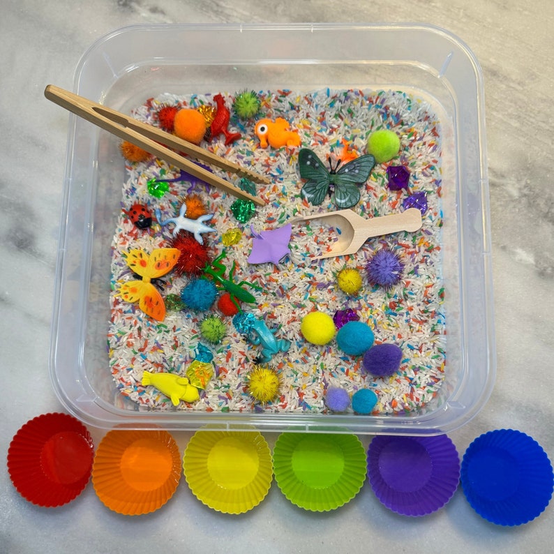 Rainbow Sensory Bin Color Sorting Sensory Kit Sensory Play - Etsy