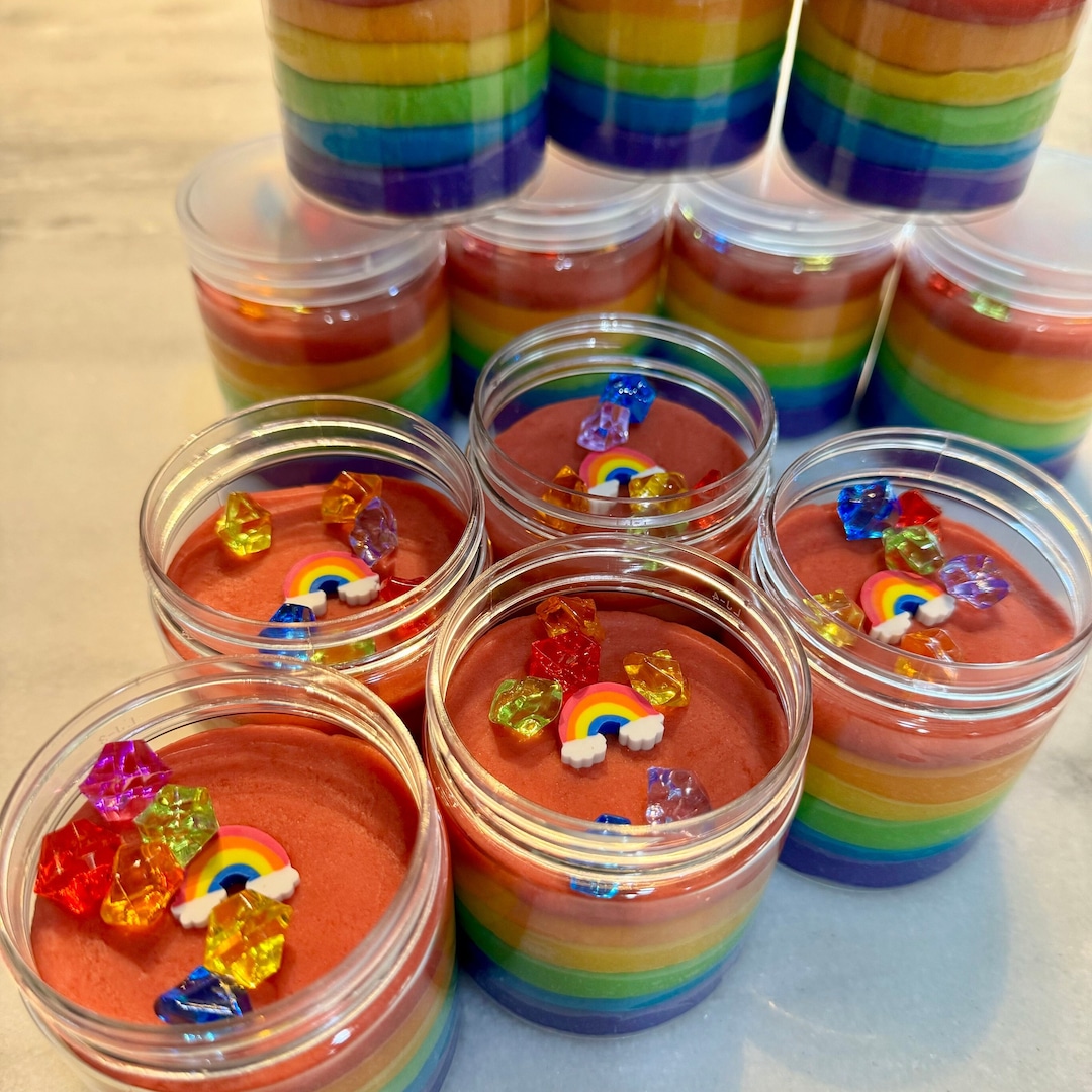 Rainbow Playdough Jars, Party Favor, Class Gift, Kids Gift, To-go Play ...