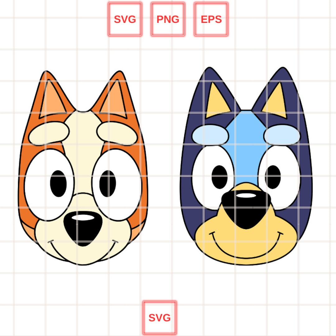Bluey Bingo Faces Bundle Svg, Birthday Invitation Svg, Bluey the Dog ...