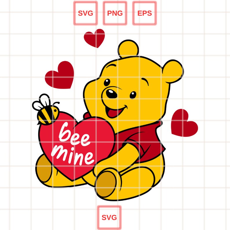 Bee Mine Winnie the Pooh Svg, Love Svg, Valentines Day Svg, Cricut ...