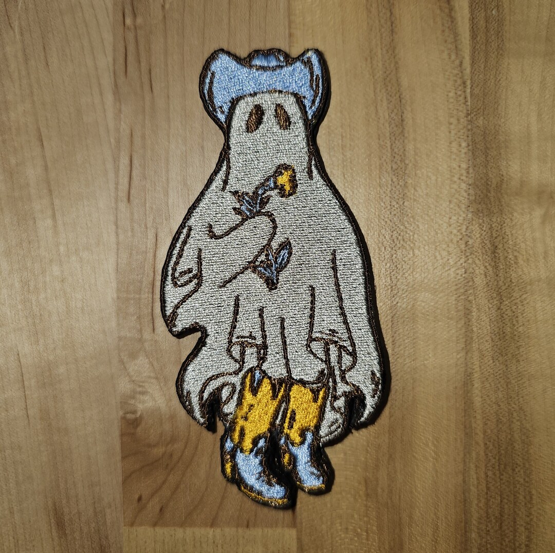 Embroidered Marigold Ghost Patch - Etsy