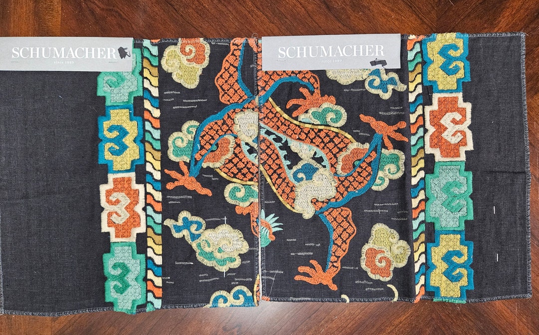 Schumacher Fabric Sample Lotan Dragon Embroidery - Etsy