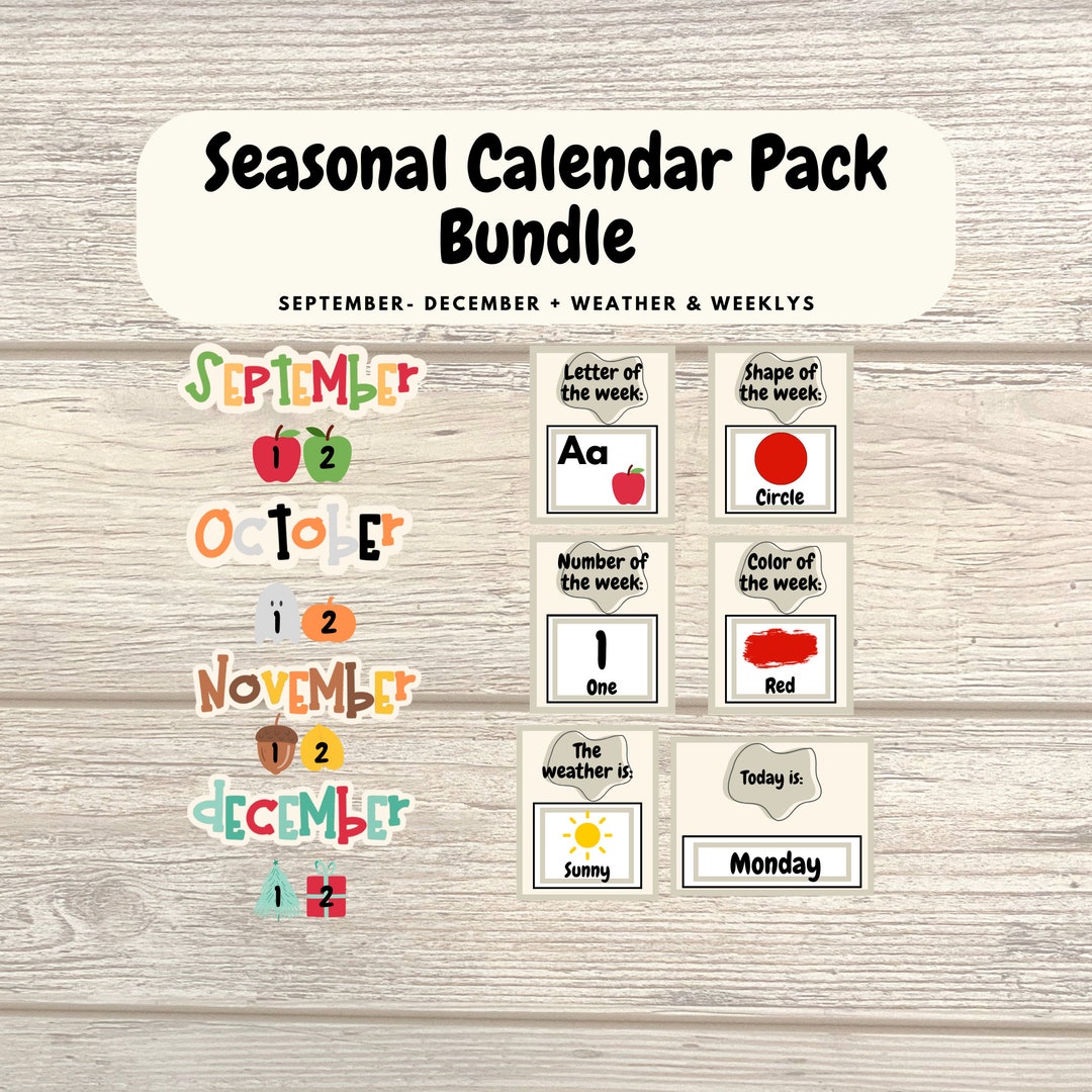 Seasonal Calendar Bulletin Board BUNDLE - Etsy