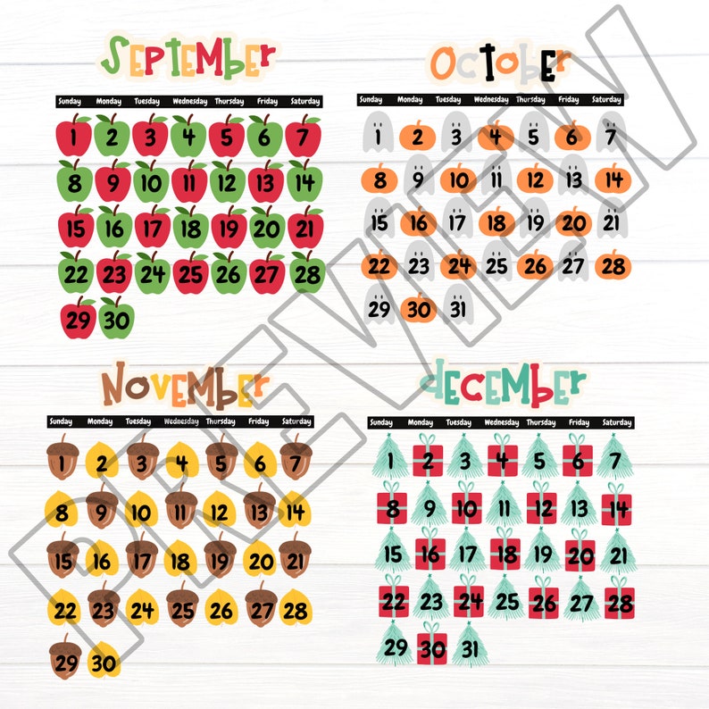 Seasonal Calendar Bulletin Board BUNDLE - Etsy
