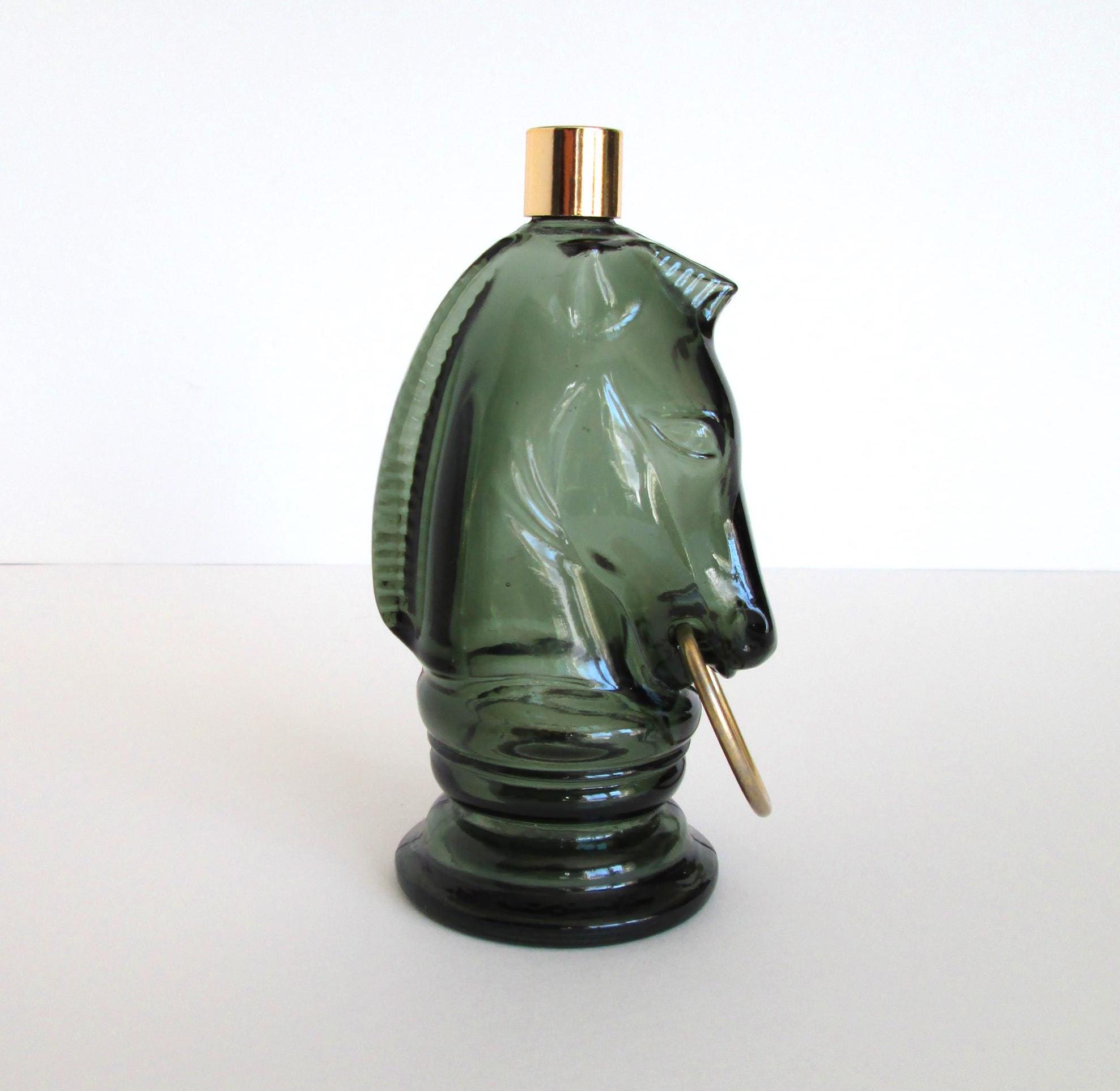 Vintage Green Glass Horse Bottle | 1970s Retro Shelf Decor, Collectible ...