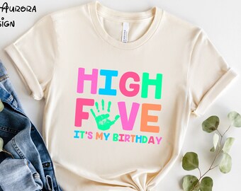 High Five Shirt, Fifth Birthday Tee, 5th Birthday Girl Shirt , High ...