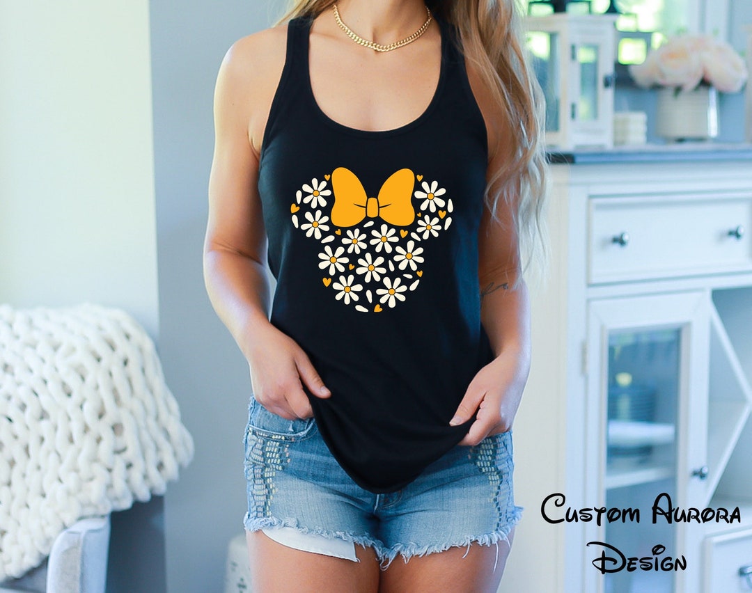 Floral Daisy Minnie Head Tank Top, Disney Tank Top, Magical Kingdom ...