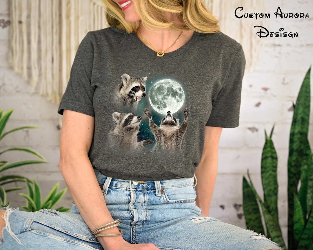 Retro Raccoon Moon Tshirt, Three Raccoons Vintage Graphic T-shirts ...