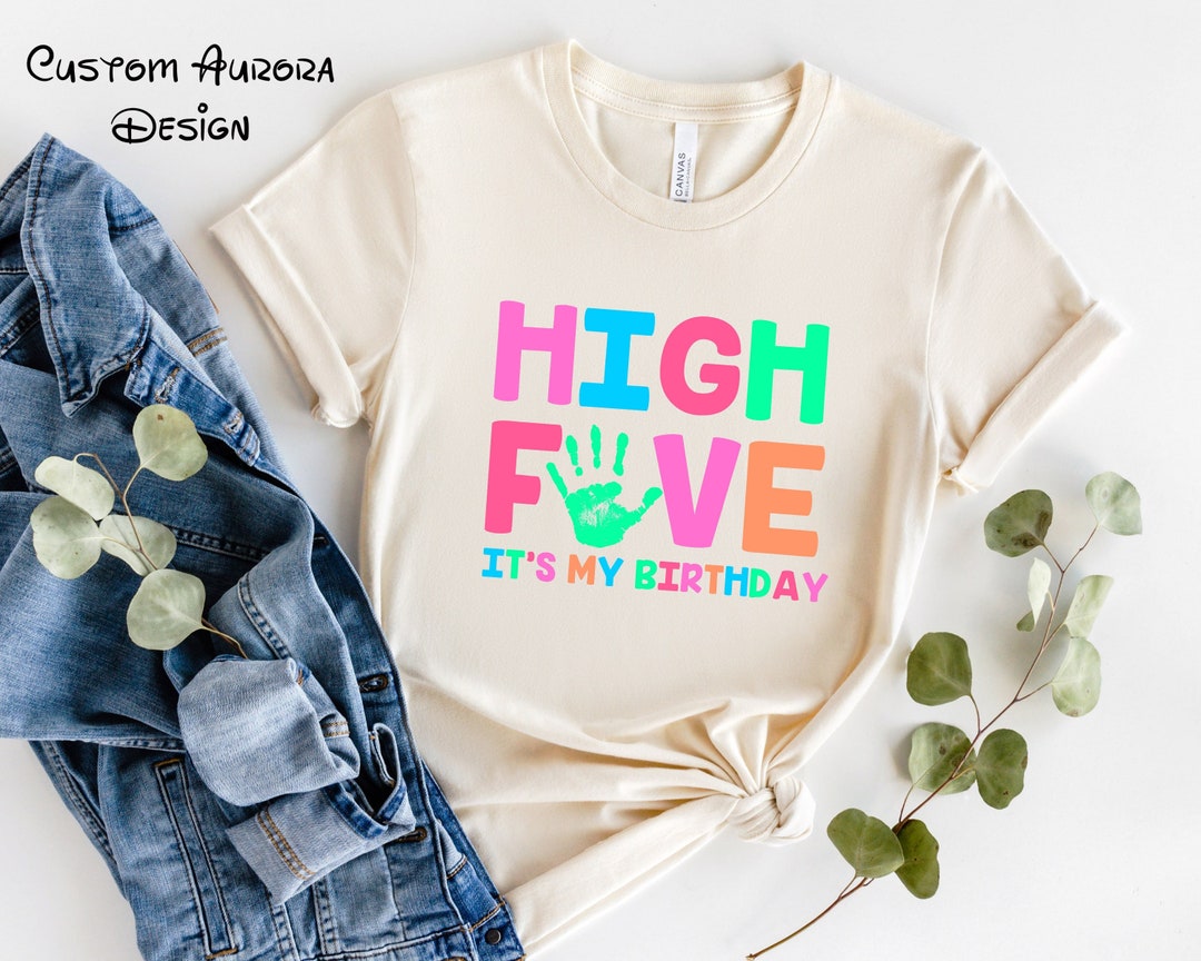 Five Birthday Shirt, 5th Birthday Girl, High Five Shirt, Fifth Birthday ...