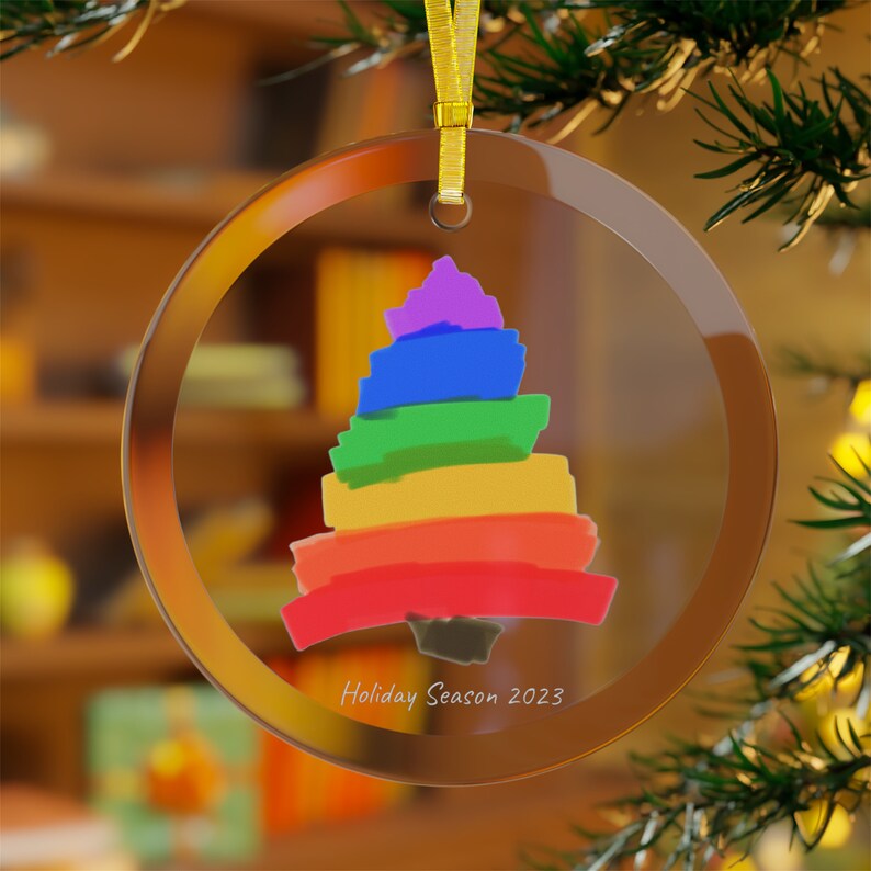 Pride Rainbow LGBTQ Christmas Holiday Tree Glass Ornaments - Etsy