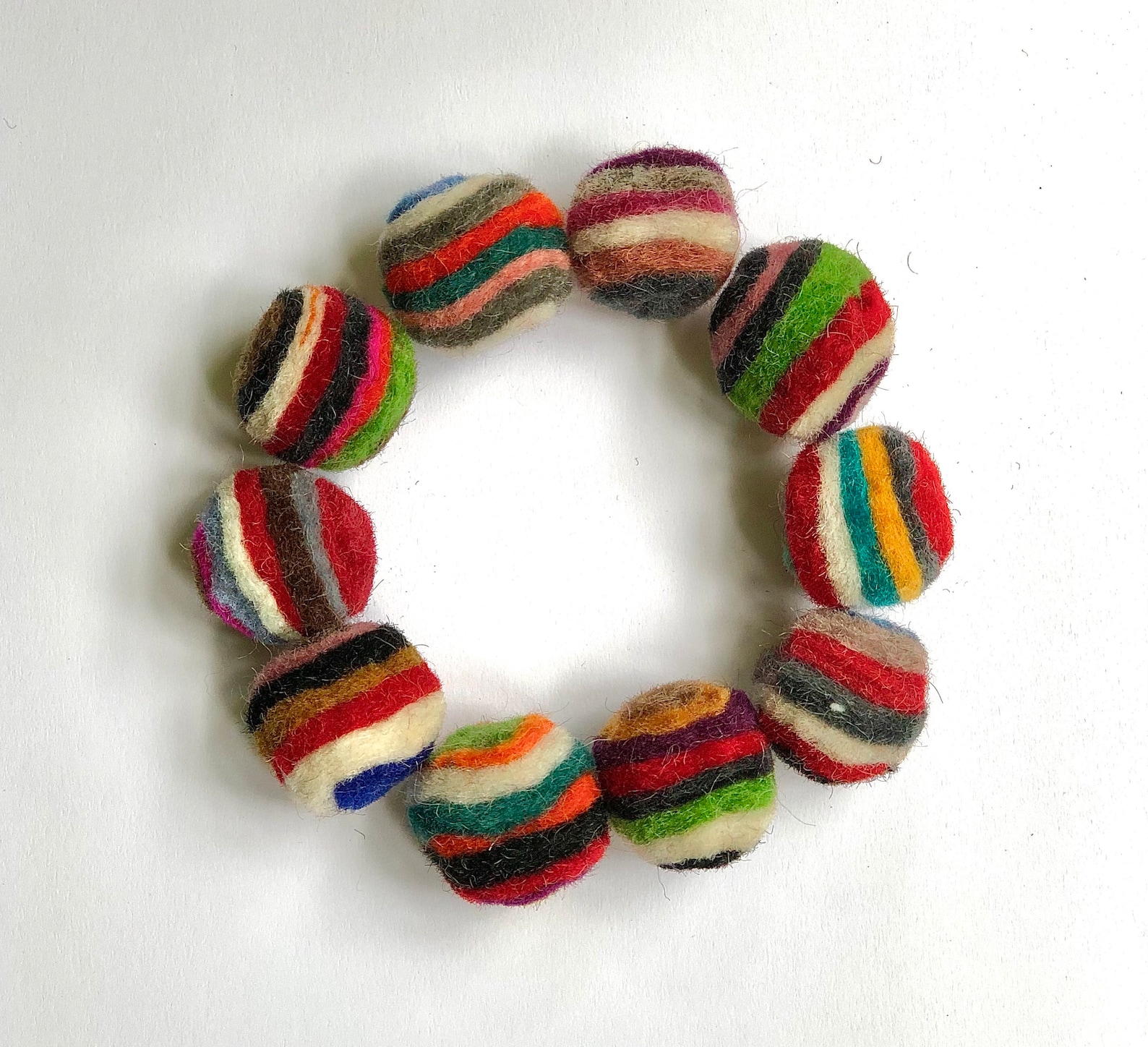 20 Pack Felted Wool Multicolored Layered Balls/pompoms (small) - Etsy