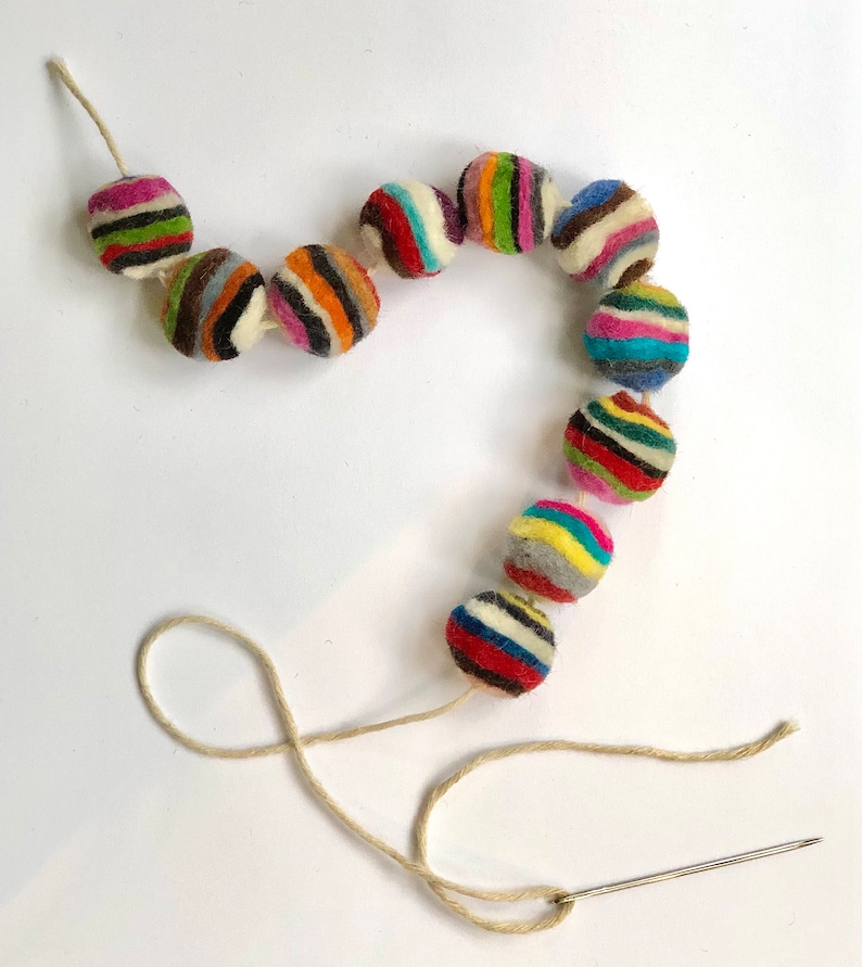 20 Pack Felted Wool Multicolored Layered Balls/pompoms (small) - Etsy