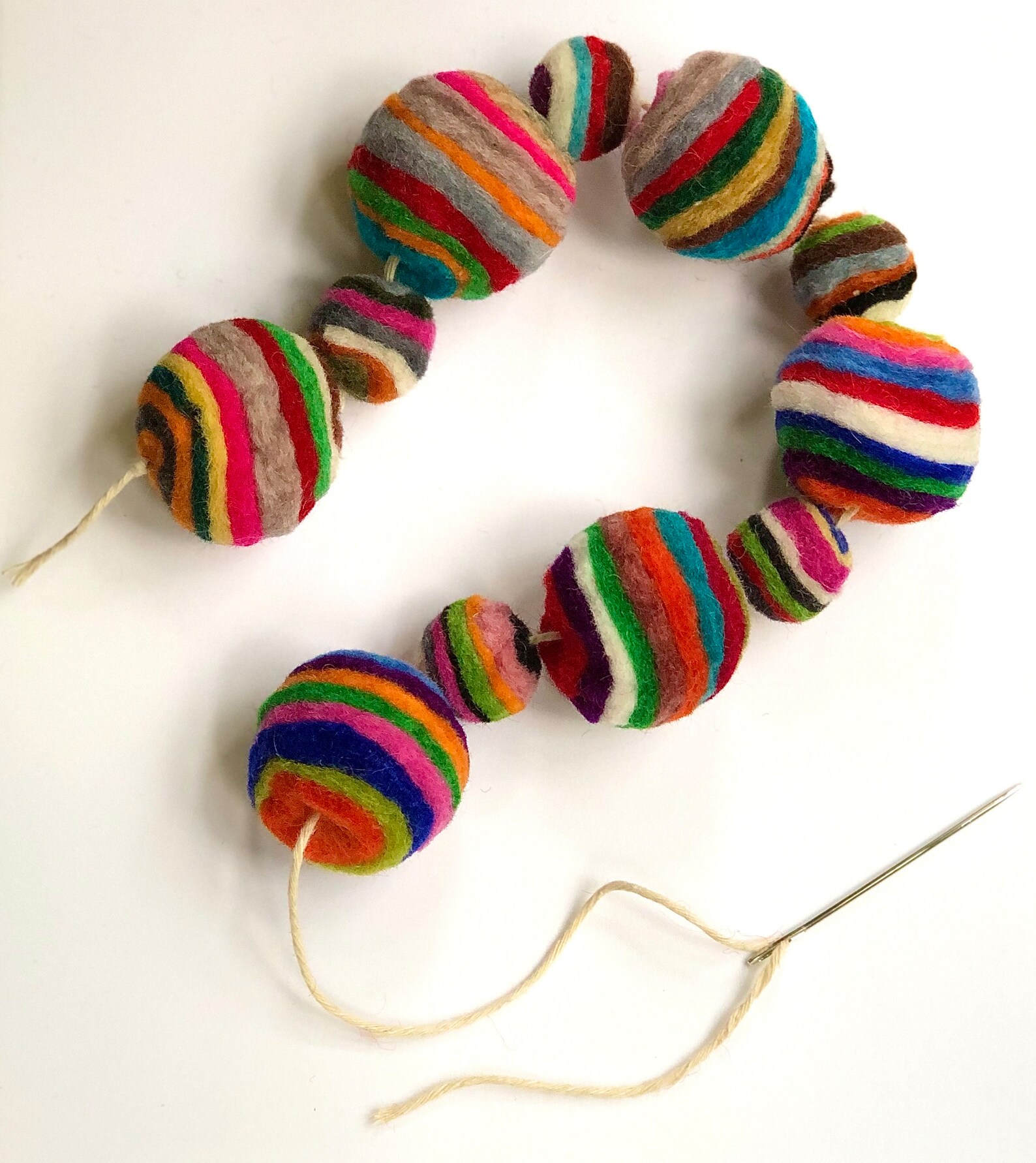 20 Pack Felted Wool Multicolored Layered Balls/pompoms (small) - Etsy
