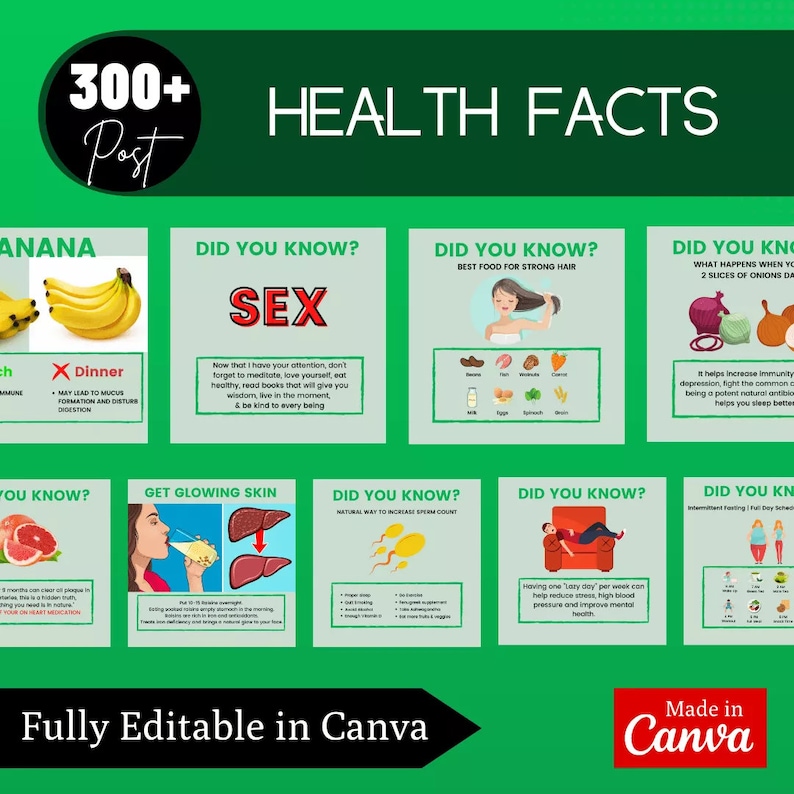 Health Infographic Template, Ready Made Posts Canva Editable Template ...