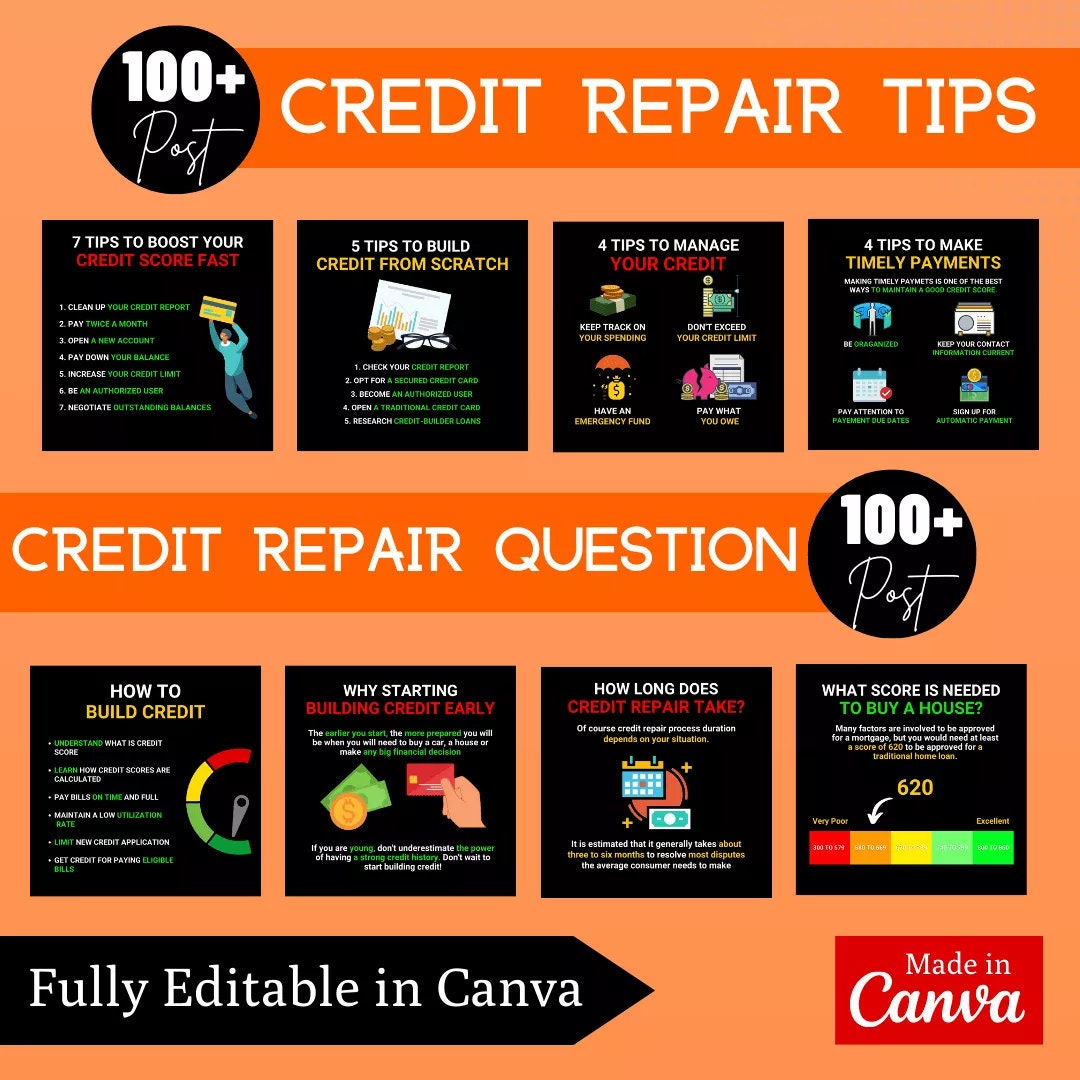 Credit Repair Templates Infographic Template Ready Made - Etsy