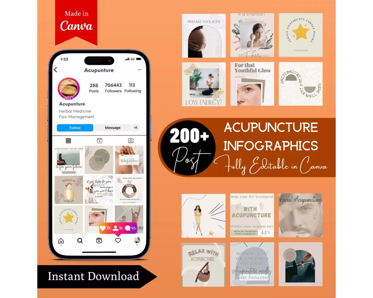 Acupuncture Template, Social Media Templates, Infographic Canva ...