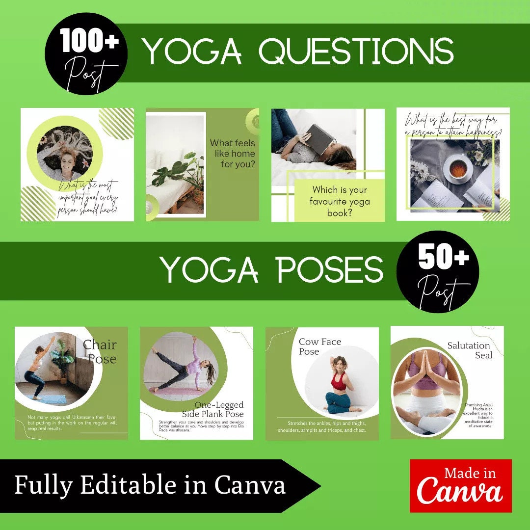 Yoga Canva Template Yoga Poses Template Editable Instagram - Etsy