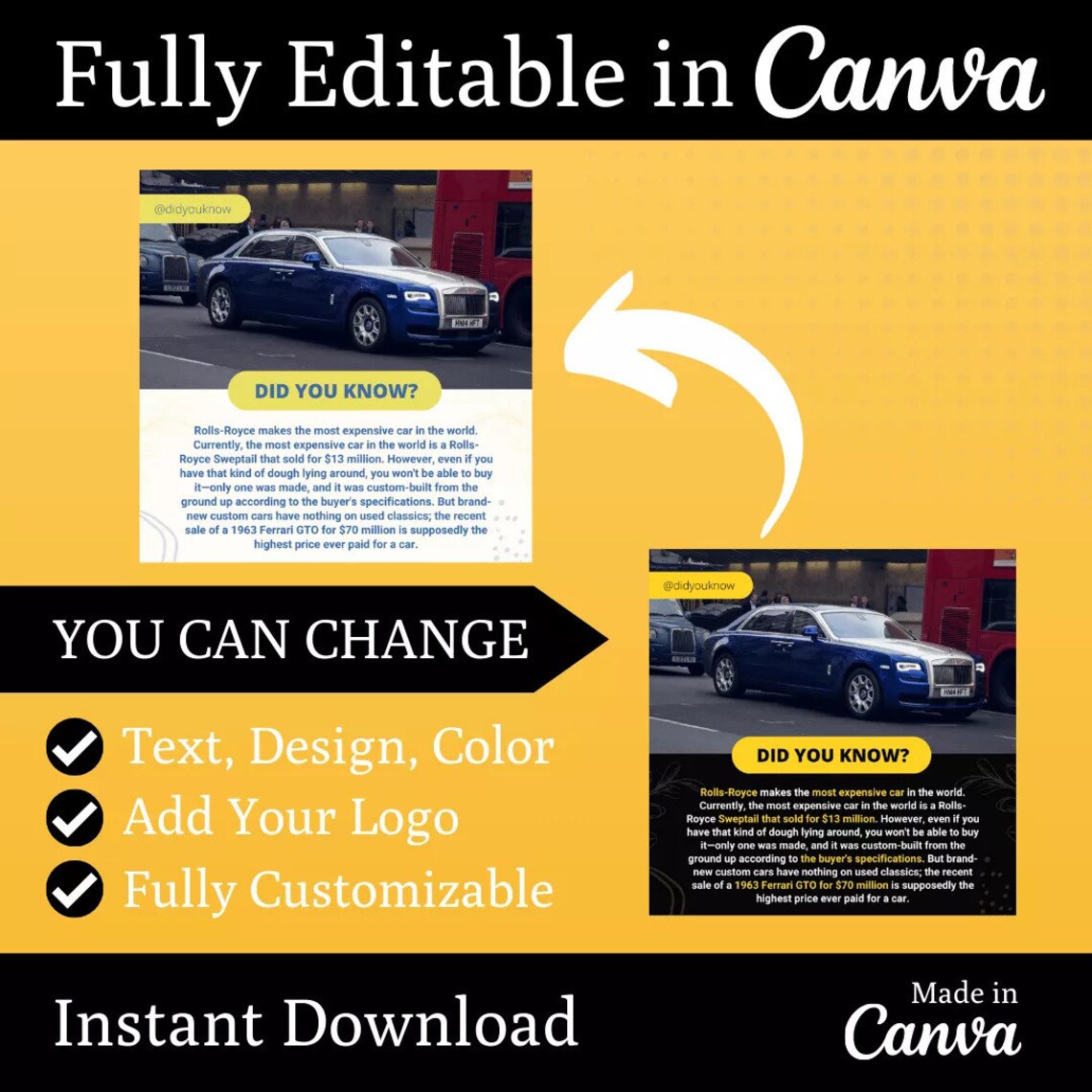 Social Media Canva Template, Unknown Facts Infographic Template ...