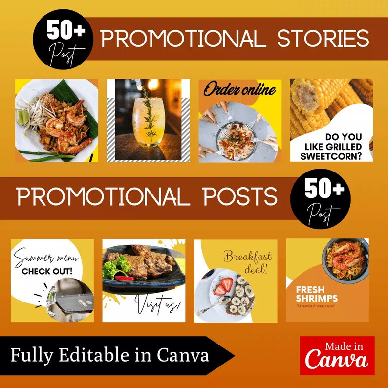 Restaurant Menu Template, Food Menu Template, Editable Canva Menu ...