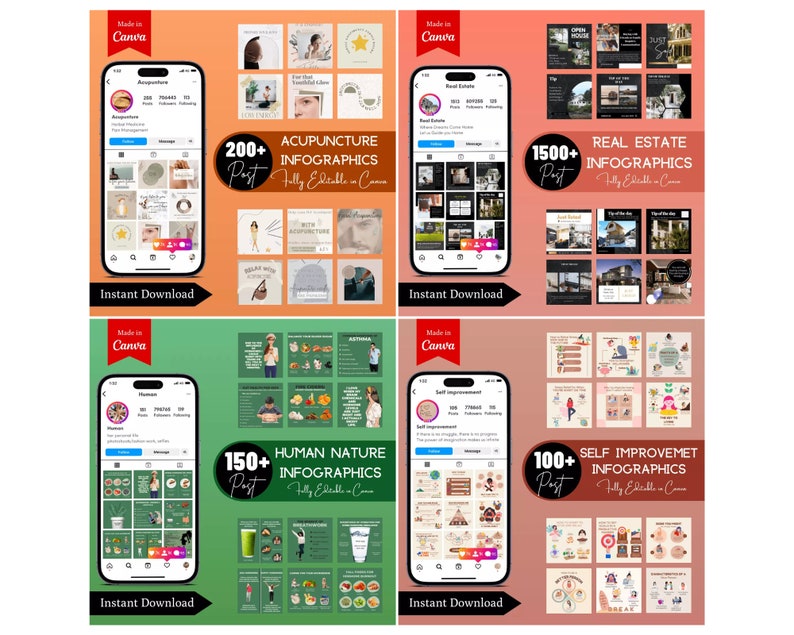 Mega Infographic Bundle - 15000+ Posts and 40+ Customizable Canva ...