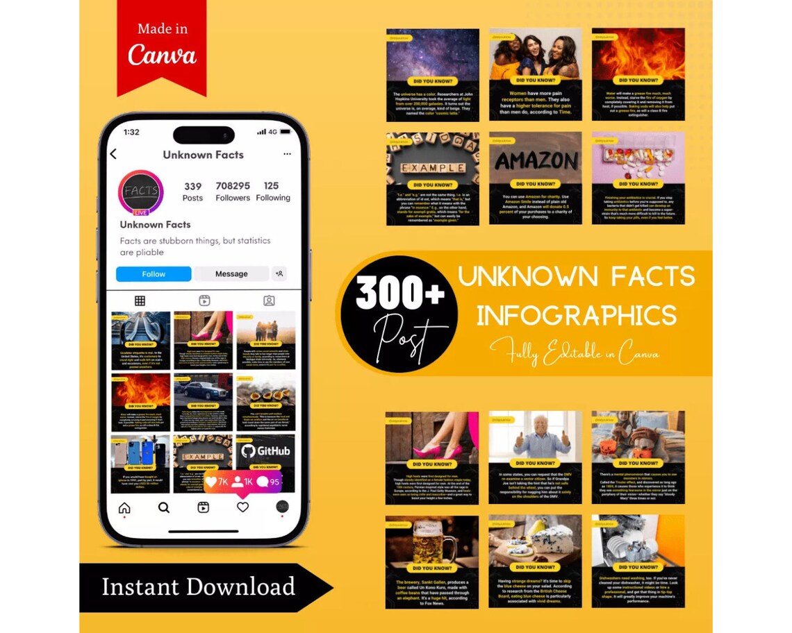 Social Media Canva Template, Unknown Facts Infographic Template ...