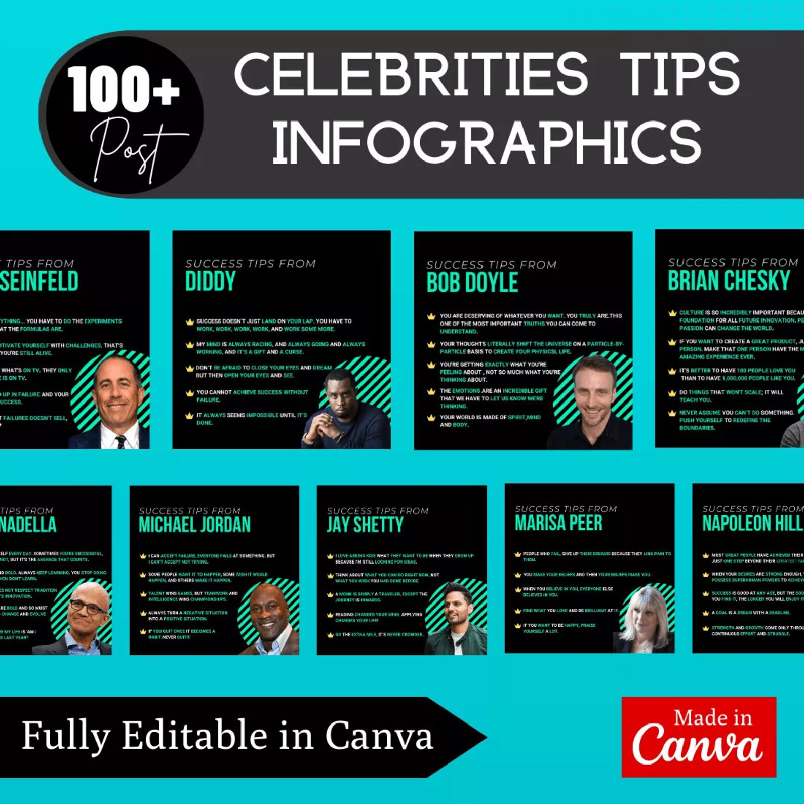 Celebrities Tips Infographic Template, Ready Made Posts, Social Media ...
