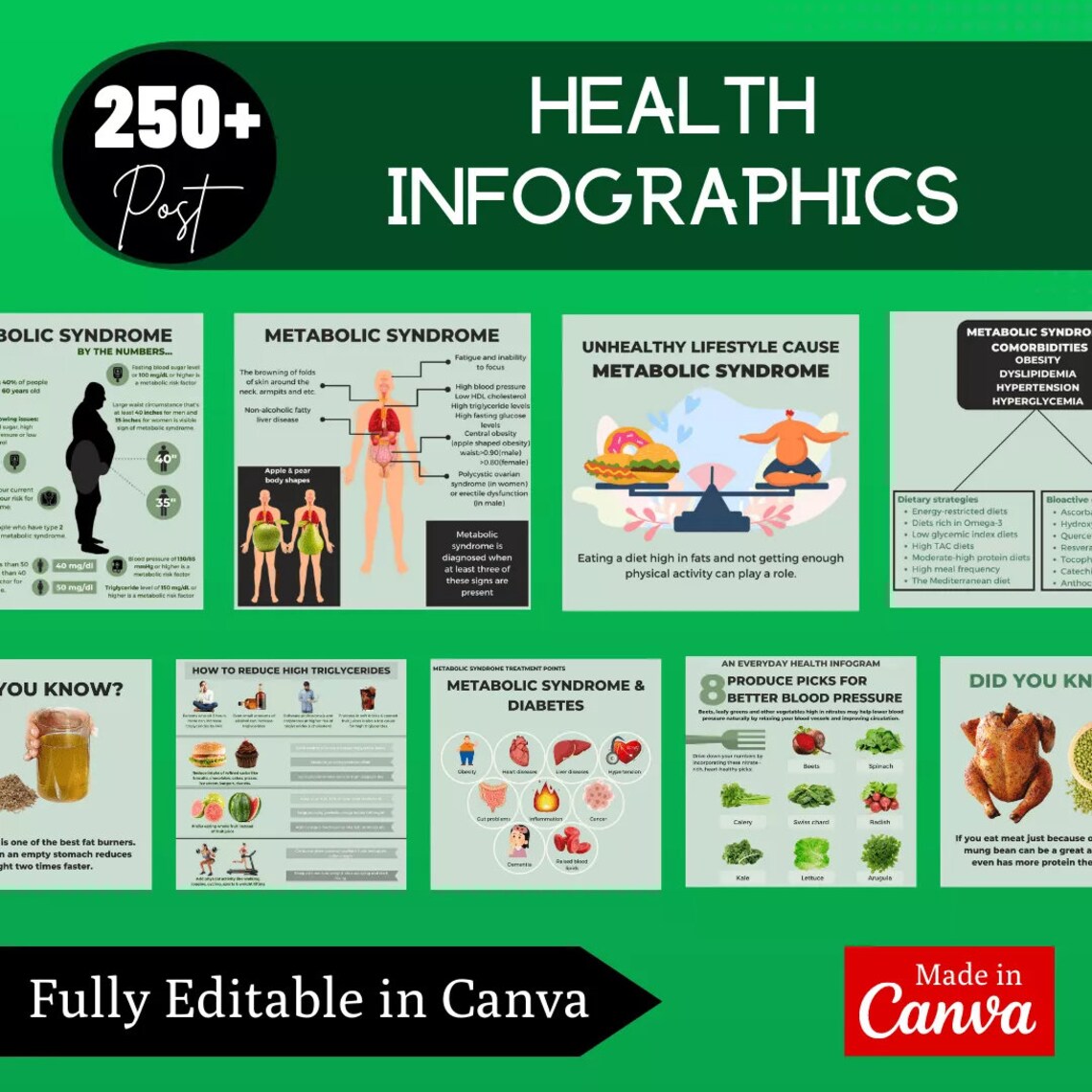 Health Infographic Template, Ready Made Posts Canva Editable Template ...
